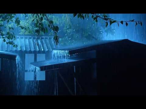 [No Ads] LIVE Torrential Rain on Tin Roof at Night with Gentle Thunder | Sleep Fast, Relax Deeply