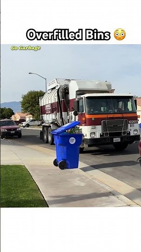 Garbage Truck Picks Up Overfilled Blue Trash Can | Garbage Truck Song