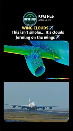 The formation of vapor clouds on airplane wings, clarifying that they are not smoke.
