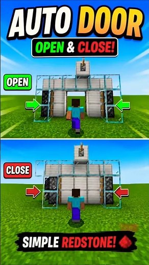 Minecraft Automatic Sliding Glass Door Tutorial 🤯 Easy Redstone Build! #shorts#AutomaticDoor