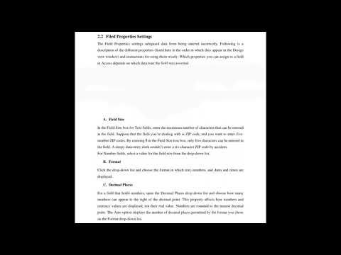 Unit two Add record on table # section 2 Field properties settings 