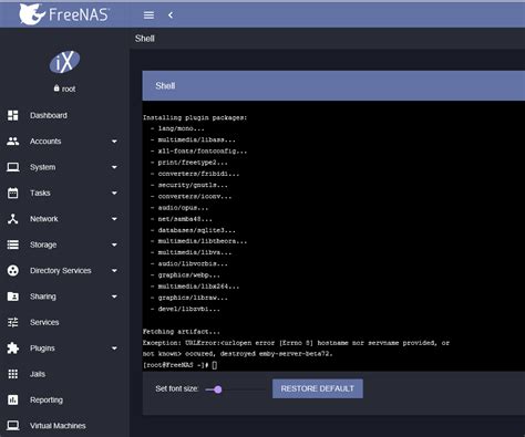 error during installation of emby plugin on freenas general windows