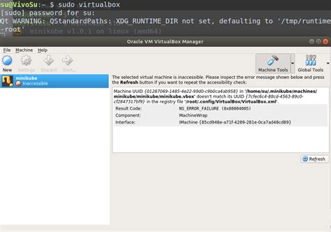 [kubernetes] unable to start vm create precreate virtualbox is