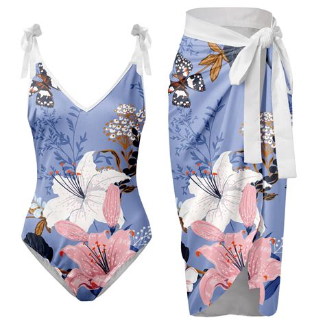 Vbarhmqrt Female 1 Piece Swimsuit Women Sexy Plus Womens V Neck Flower