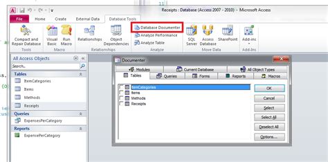 how can i view the metadata for a microsoft access 2013