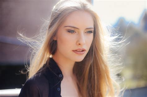 Women Blonde Blue Eyes Face David Olkarny Portrait Wallpaper