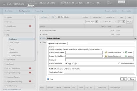 adding renewal certificate ssl to citrix netscaler vpx 200 ns10 0
