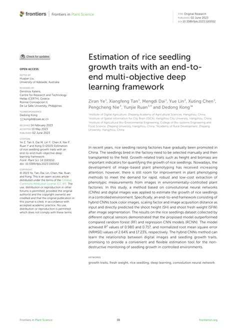 Pdf Estimation Of Rice Seedling Growth Traits With An End To End