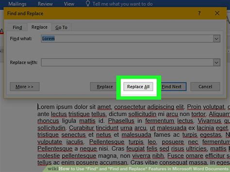how to use find and find and replace features in