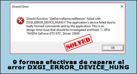9 formas efectivas de reparar el error dxgi error device hung