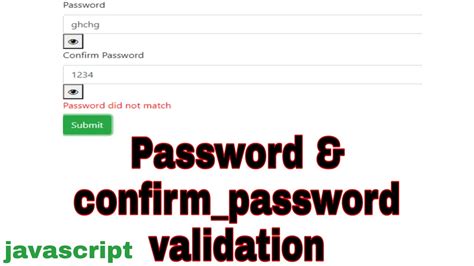 password and confirm password validation javascript lecture 9 how