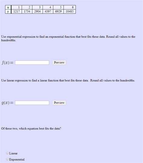 solved use exponential regression to find an exponential
