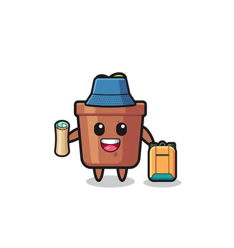 Premium Vector Plant Pot Mascot Character As Hiker