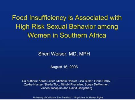 Ppt Food Insufficiency Is Associated With High Risk Sexual Behavior