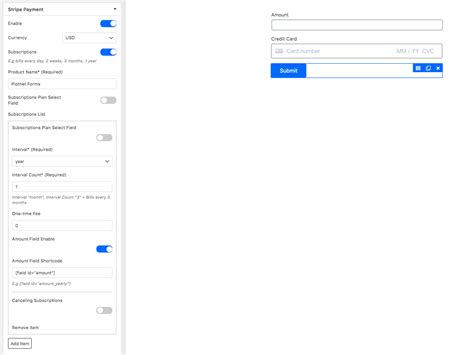 stripe payment piotnet forms