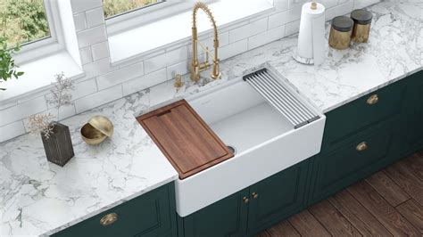 Ruvati 33 Inch Fireclay Workstation White Farmhouse Kitchen Sink Apron