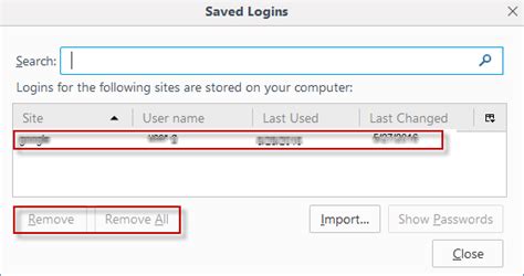 how to delete saved username and password in chrome firefox safari