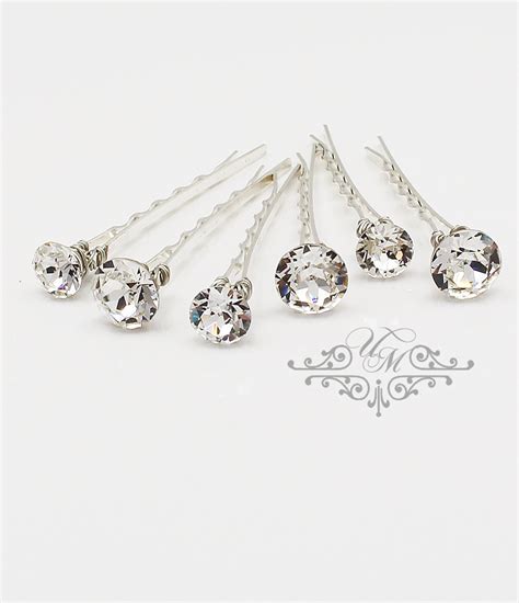 Set Of 6 Swarovski Crystal Hair Pins Wedding Hair Pins Wedding Etsy
