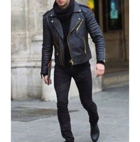 Man Black Motorcycle Fashion Leather Jacket Men Biker Style Fashion