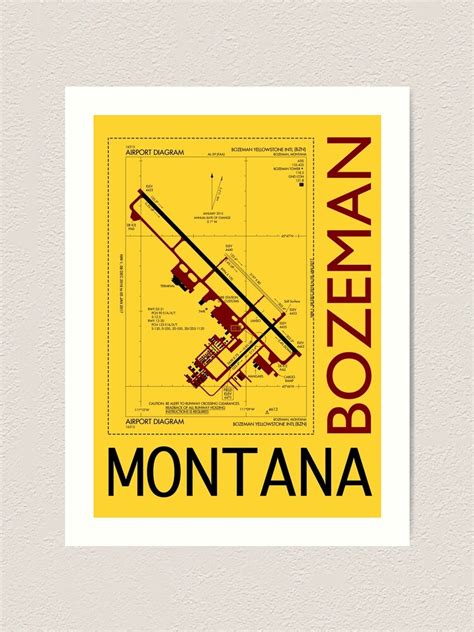 Bozeman Montana Airport Diagram Map Art Print By Commit Tee Redbubble