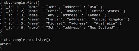 how to get collection size in mongodb