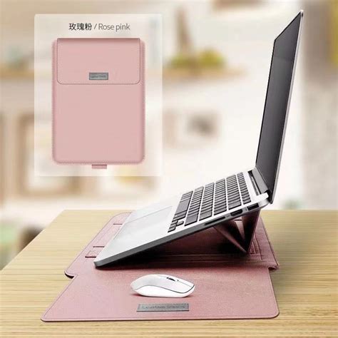 4 In 1 Set Laptop Stand Bag Pouch Leather Sleeve Magnets Waterproof