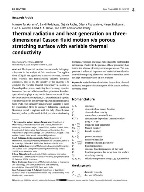 Pdf Thermal Radiation And Heat Generation On Three Dimensional Casson