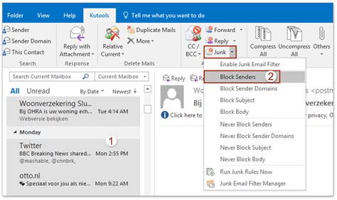 how to block emails from sender email address in outlook