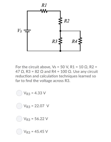 solved r1 r2 r3 r4 for the circuit above vs 50 v r1 10 2