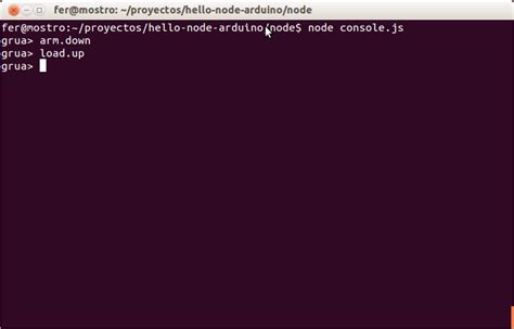 node js consola y web hablan con arduino cambá