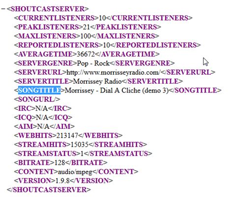 php shoutcast xml file stack overflow