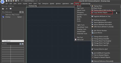 how to copy elements from external reference files and block with ncopy