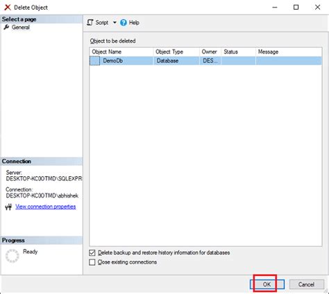 sql server drop database javatpoint