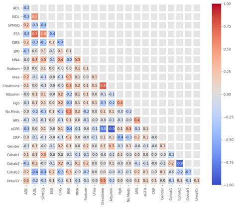 Spearman ρ Correlation Matrix Heatmap For Feature Set 4 Adl