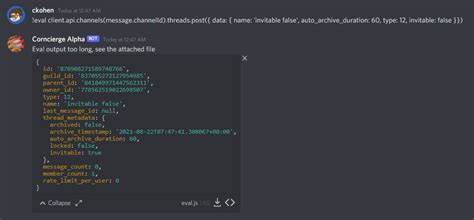 `invitable` field in thread creation endpoint is not respected · issue