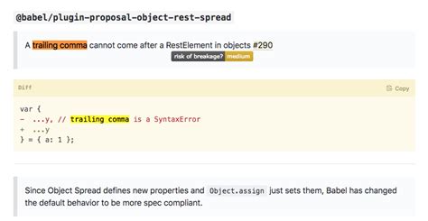 reactjs object rest spread is not allowed trailing