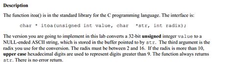 description the function itoa is in the standard