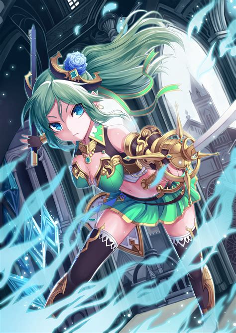 Long Hair Cleavage Fantasy Girl Blue Eyes Boobs Anime Anime Girls