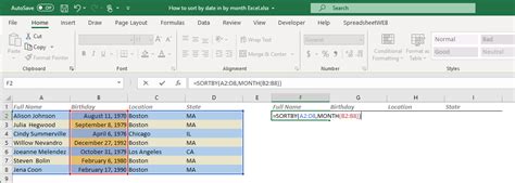 how to sort dates by month in excel