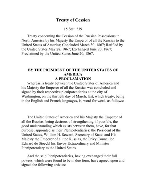 Alaska Treaty Of Cession