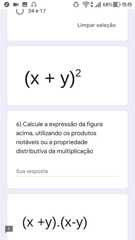 6 Calcule A Expressão Da Figura Acima Utilizando Os Produtos Notáveis