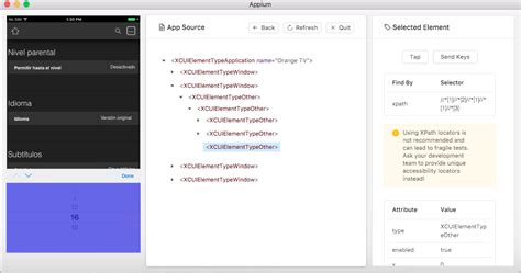 unable to locate element using appium inspector for ios application