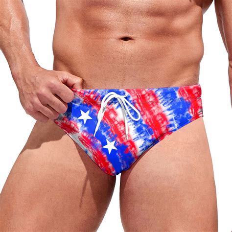 Lroveb Mens Swim Trunks Independence Day Men Summer Flag Printed