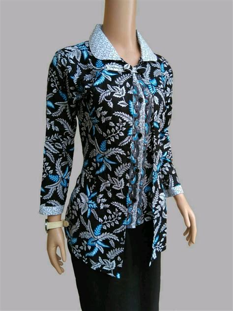 Jual Blouse Batik Atasan Batik Wanita Kemeja Kantor Wanita 002 Di