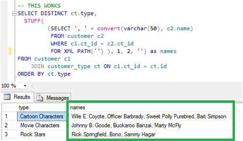 t sql normalized data to a single comma delineated string and back