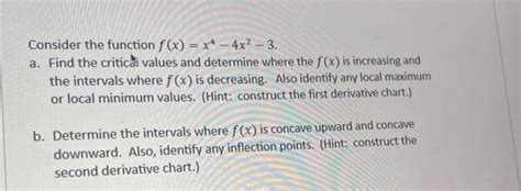 Solved Consider The Function F X X4−4x2−3 A Find The