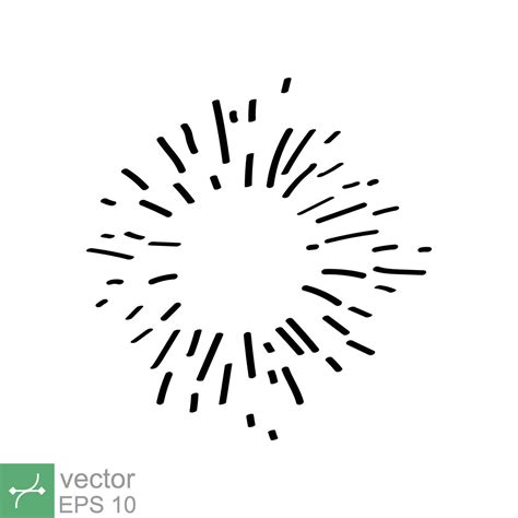 Sunburst Explosion Hand Drawn Spark Doodle Line Firework Vector