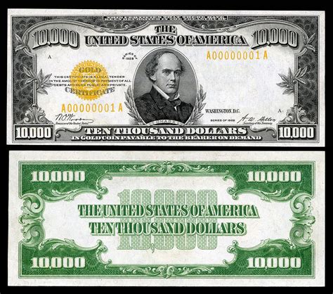 Two Green And White Bills With The Words Ten Thousand Dollars Written