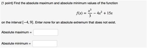 solved find the absolute maximum and absolute minimum values