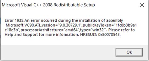 error 1935 while installing visual c 2008